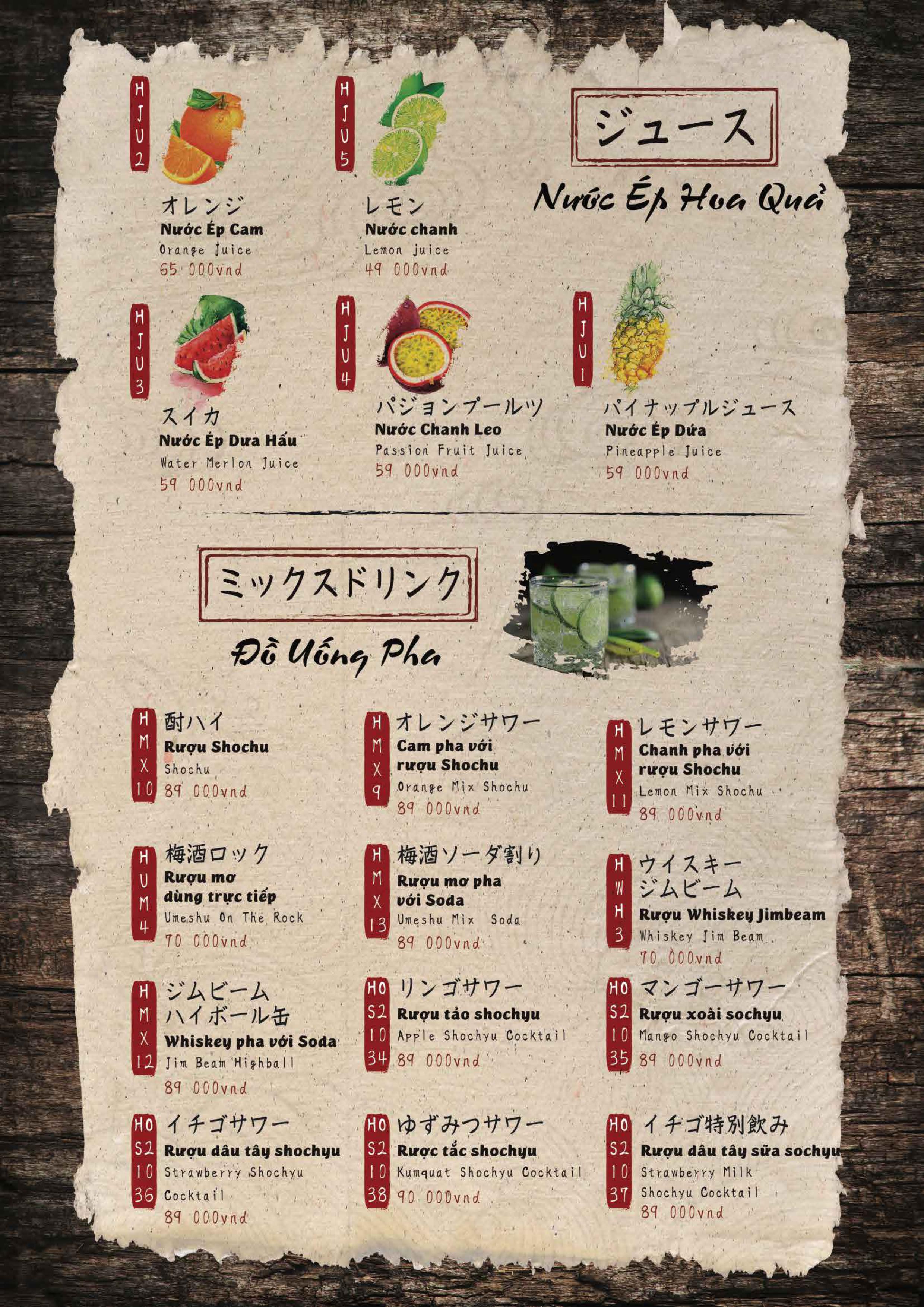 Thực đơn | Shamoji Robata Yaki